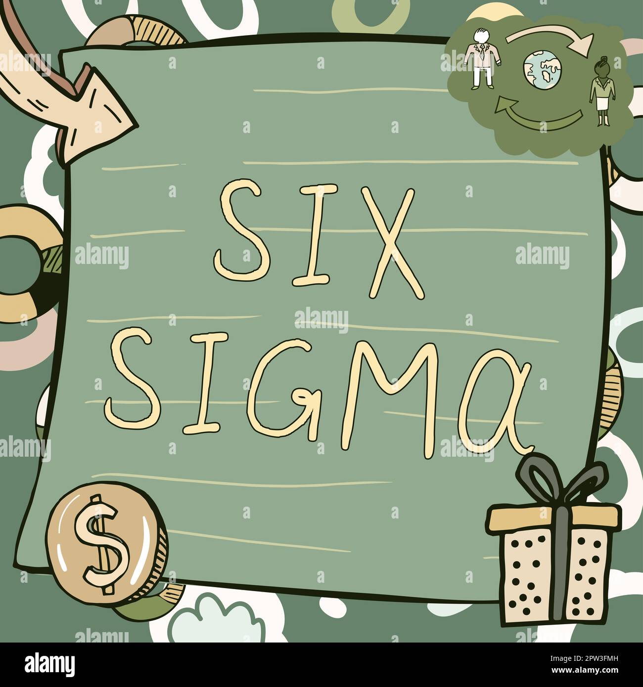 Text sign showing Six Sigma, Concept meaning management techniques to ...