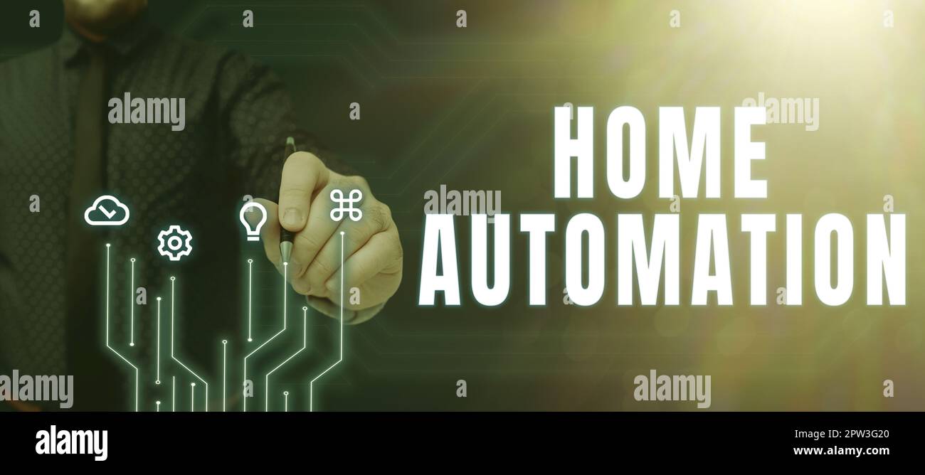 Text caption presenting Home Automation, Business concept monitoring ...