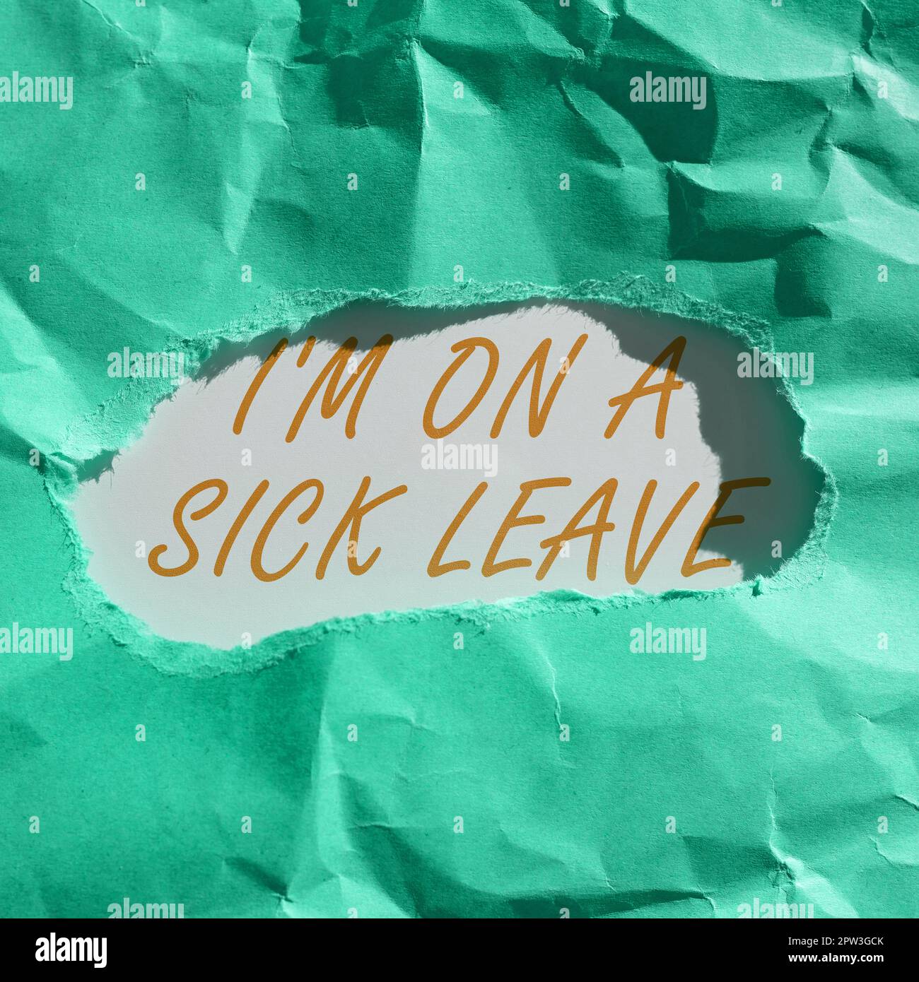 Text sign showing I'M On A Sick Leave, Business overview paid time off ...