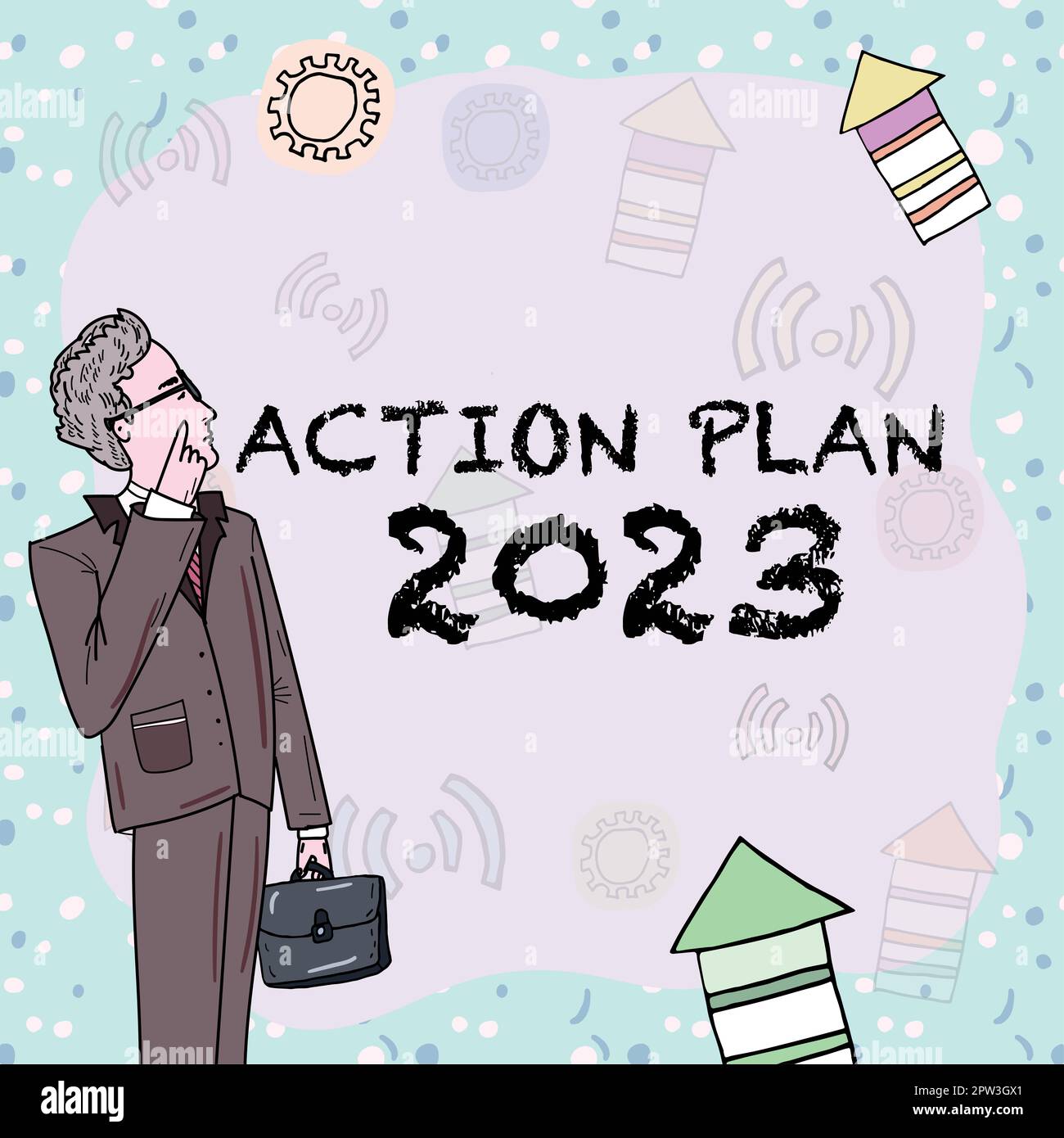 Text caption presenting Action Plan 2023, Business showcase to do list ... Text caption presenting Action Plan 2023, Business showcase to do list ...