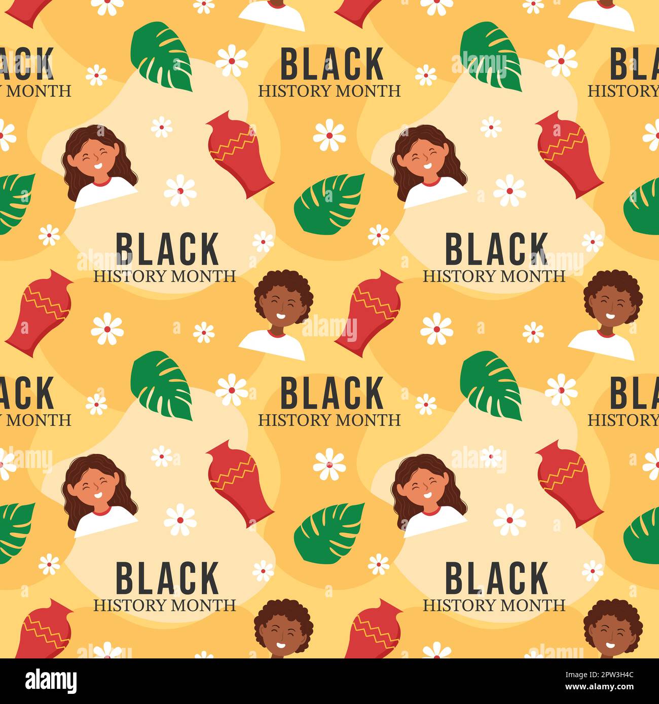 Black History Month Seamless Pattern of African American Holiday in ...
