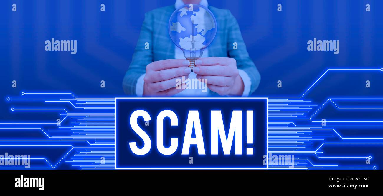 Conceptual caption Scam, Business approach dishonest scheme Fraud ...