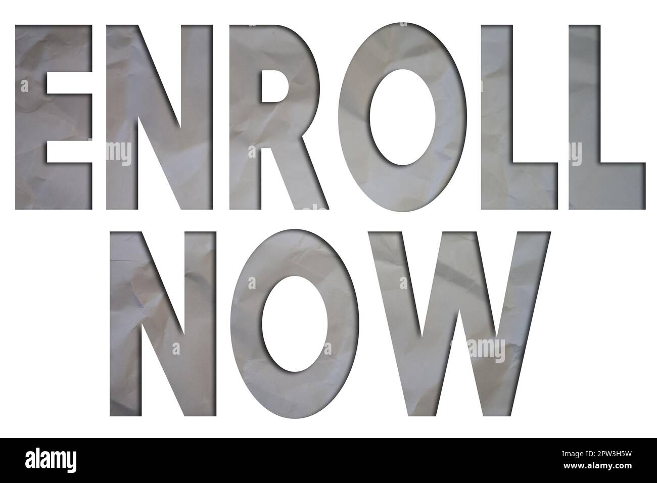 Enroll Now text with Torn, Crumpled White Paper on colored background ...