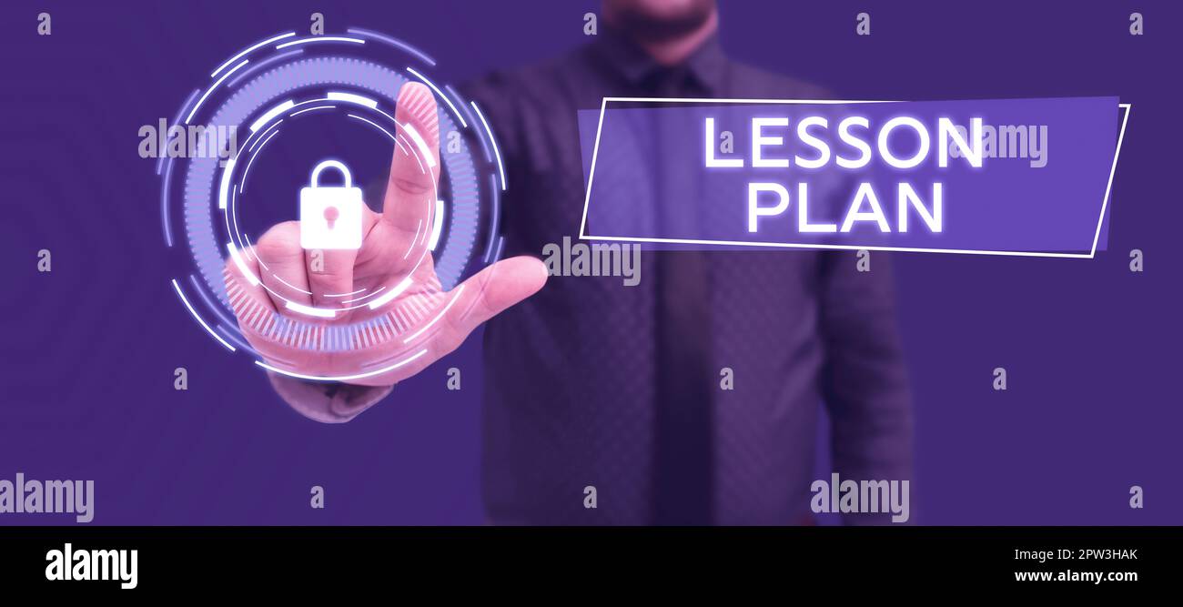Text sign showing Lesson Plan, Concept meaning a teacher's detailed ...