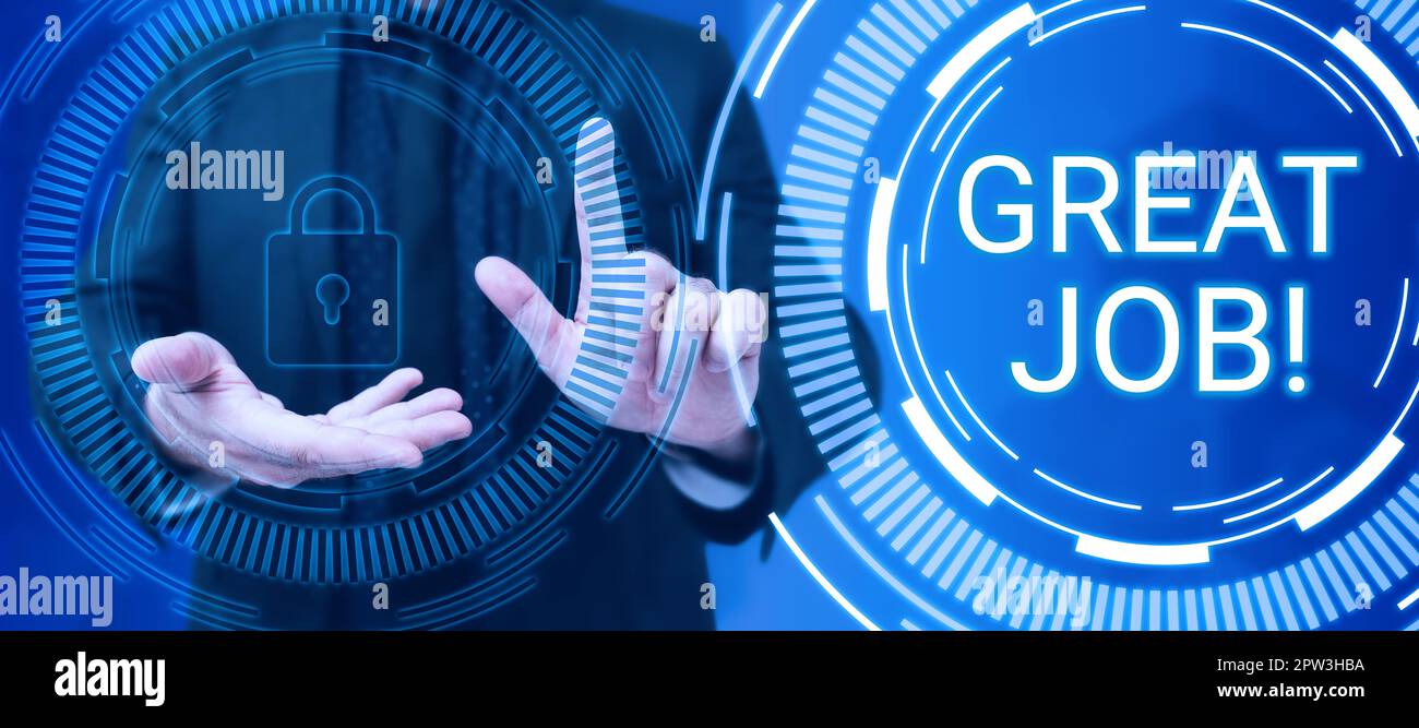 Hand writing sign Great Job, Conceptual photo Excellent work Well done Good results Compliment ...