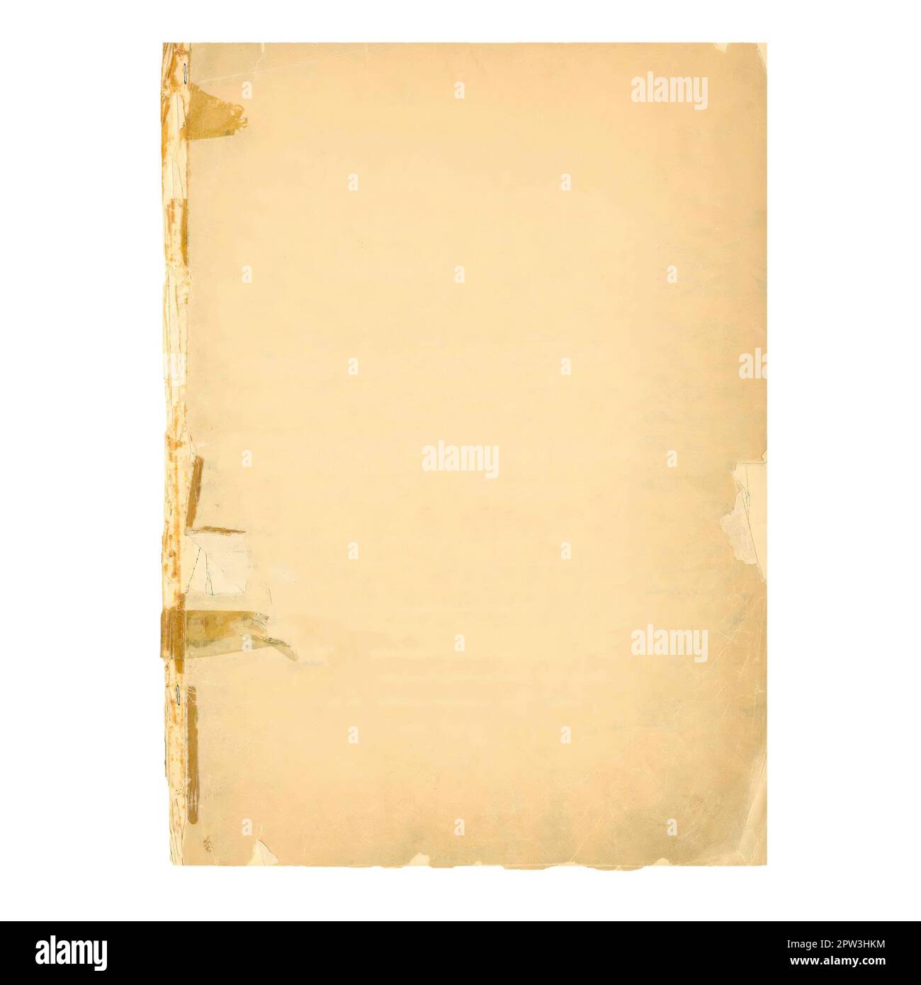 old blank brown paper parchment with copy space isolated over white ...