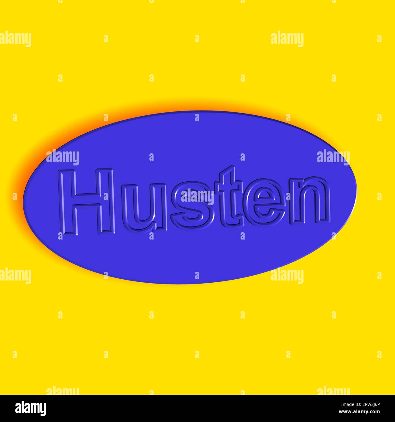 "Husten" = "Cough" - word, lettering or text as a 3D illustration, 3D ...
