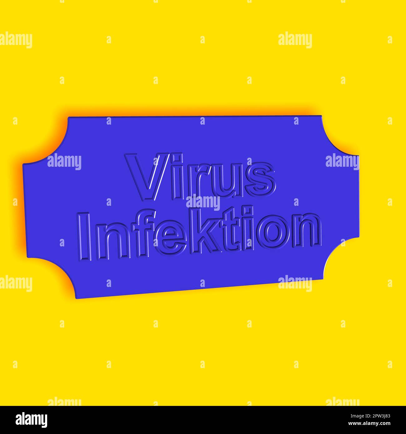 "Virusinfektion" = "Virus infection" - word, lettering or text as a 3D ...
