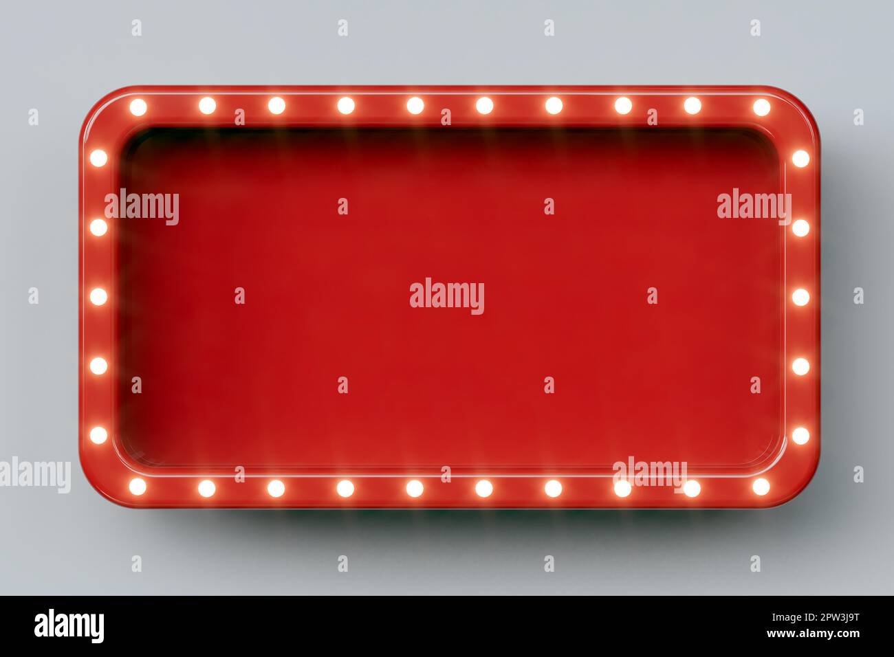 Red retro billboard with glowing neon lights -- 3D Rendering Stock ...
