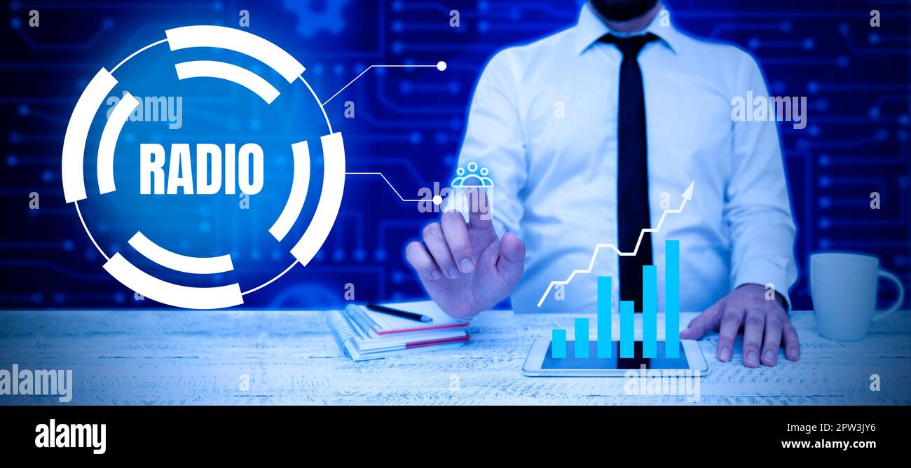 Handwriting text Radio, Business overview transmission reception ...