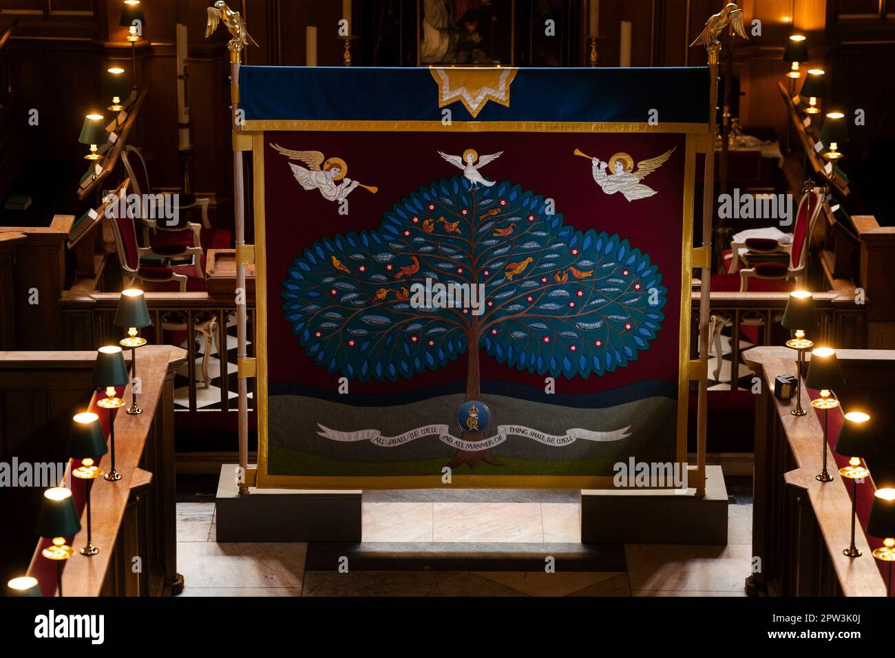 A view of the anointing screen which will be used in the coronation of ...