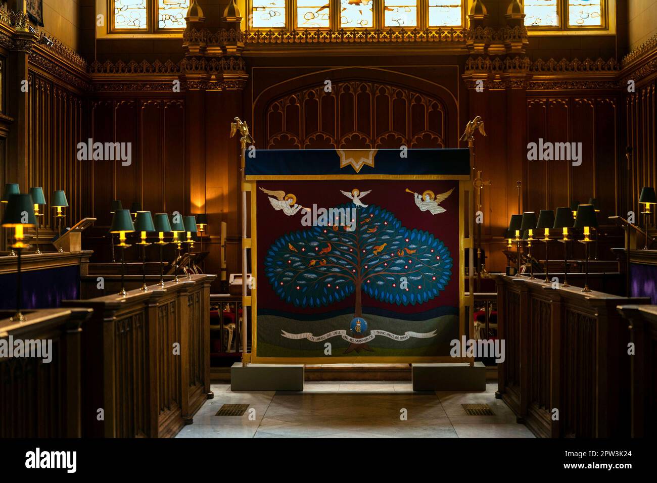 A view of the anointing screen which will be used in the coronation of ...