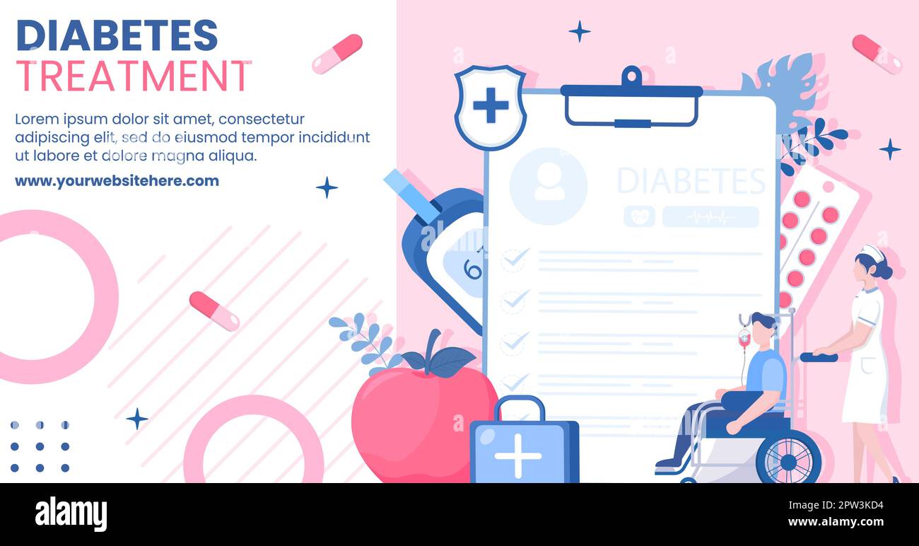 Diabetes Testing Healthcare Social Media Post Flat Cartoon Hand Drawn ...