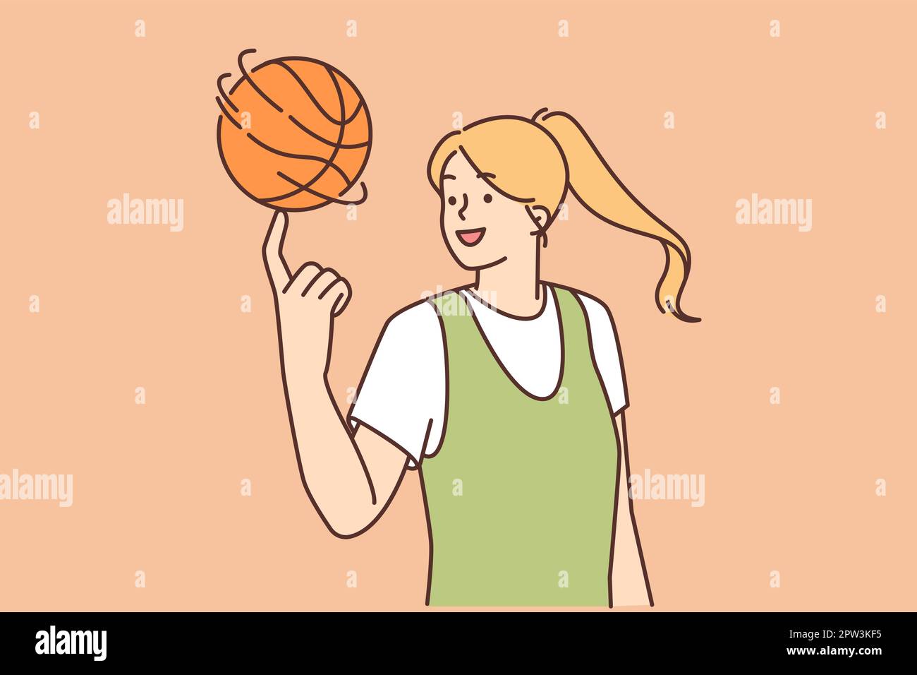 Smiling girl spin ball on finger Stock Vector Image & Art - Alamy