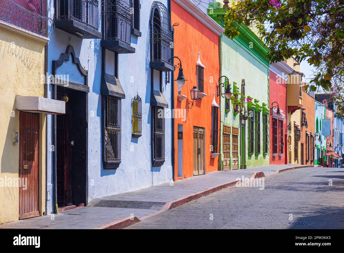 Scenic colorful colonial architecture of Cuernavaca streets in historic ...
