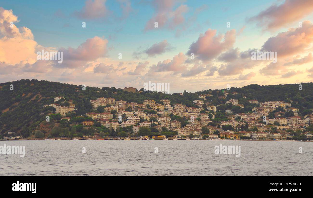 View of the mountains of Kinaliada island from Marmara Sea, with ...