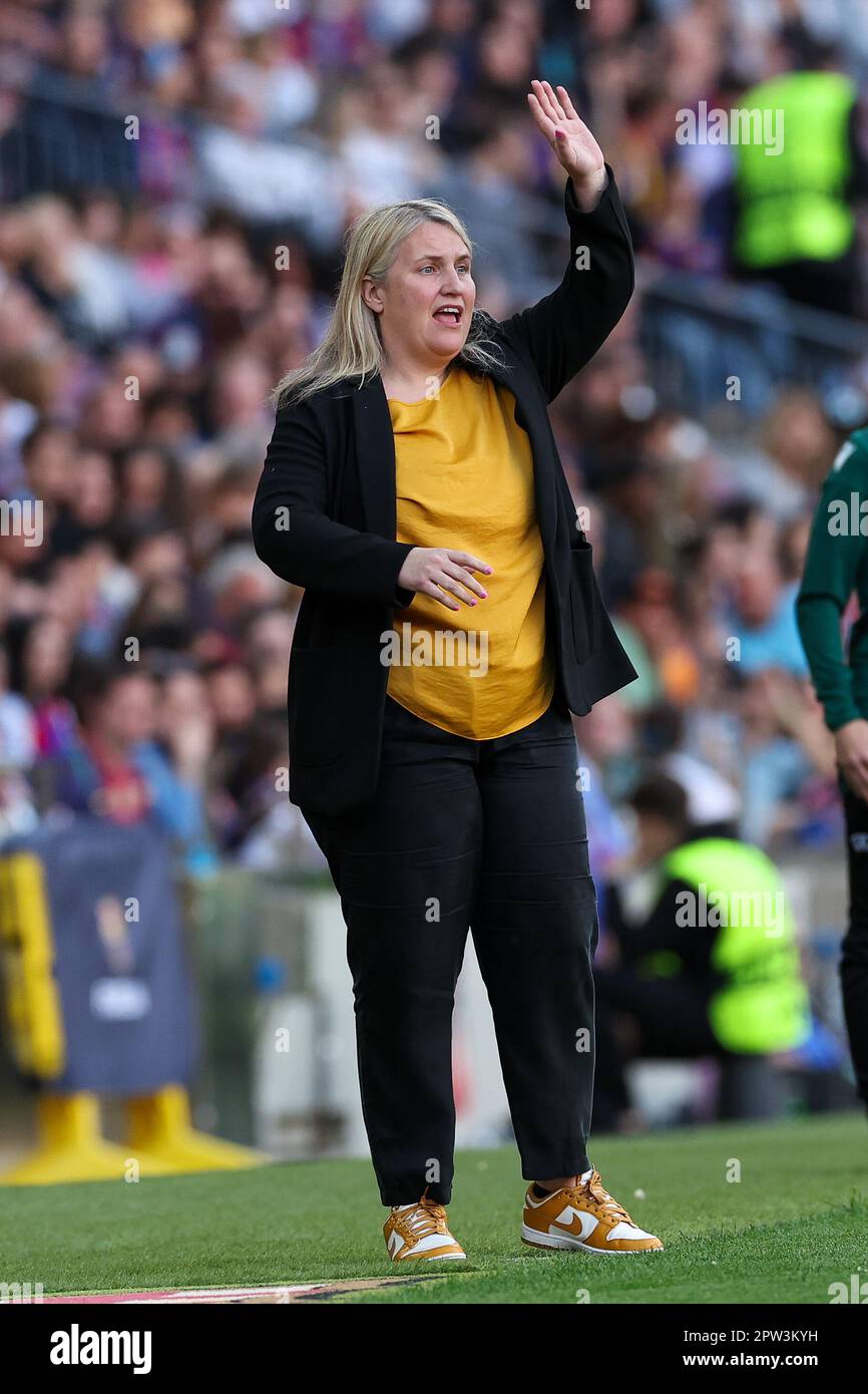BRCELONA, SPAIN - APRIL 27: Emma Hayes of Chelsea FC Women during the ...