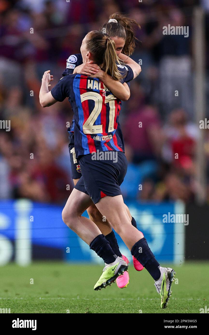 BRCELONA, SPAIN - APRIL 27: Bruna Vilamala of FC Barcelona with Keira ...