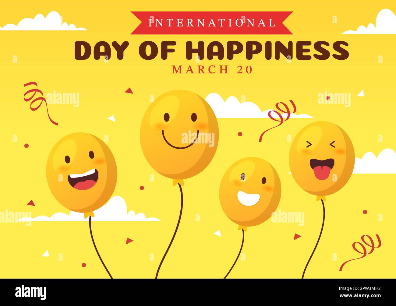 World Happiness Day Celebration Illustration with Smiling Face ...