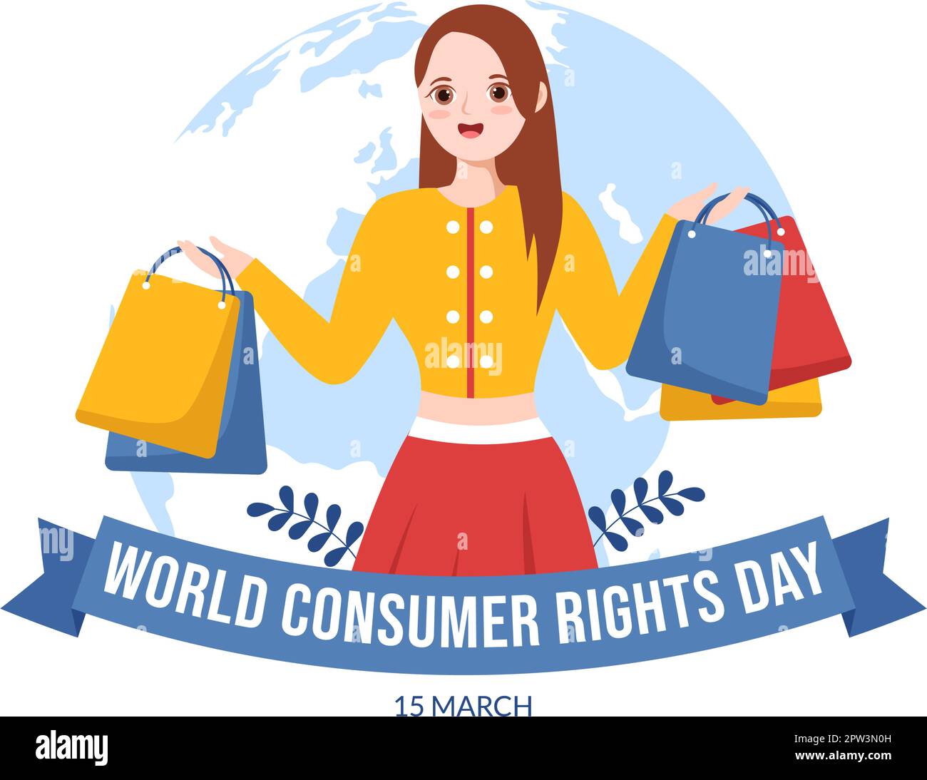 World Consumer Rights Day Illustration with Shopping, Bags and Needs of ...