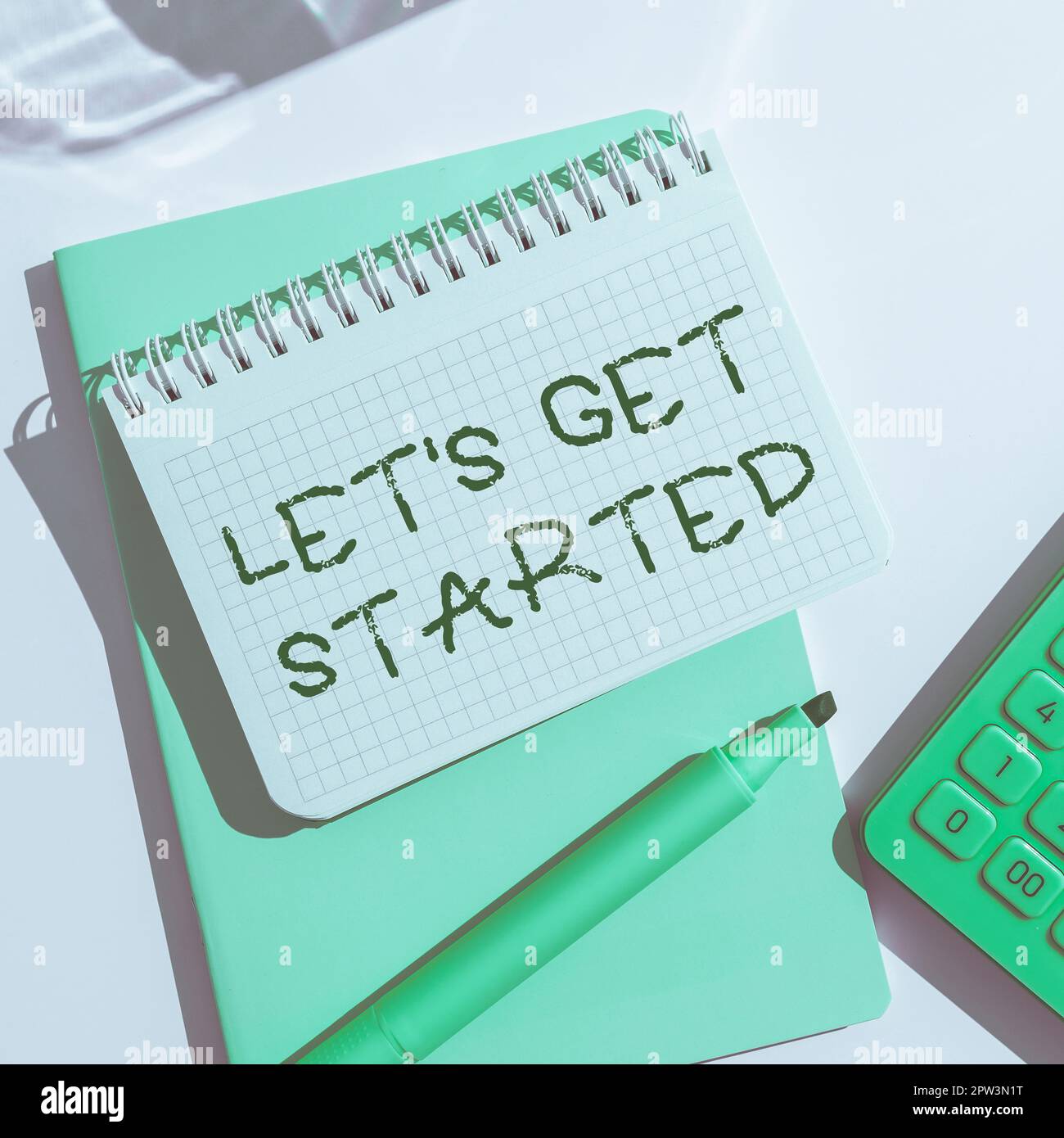 Text showing inspiration Let's Get Started, Word Written on To begin ...