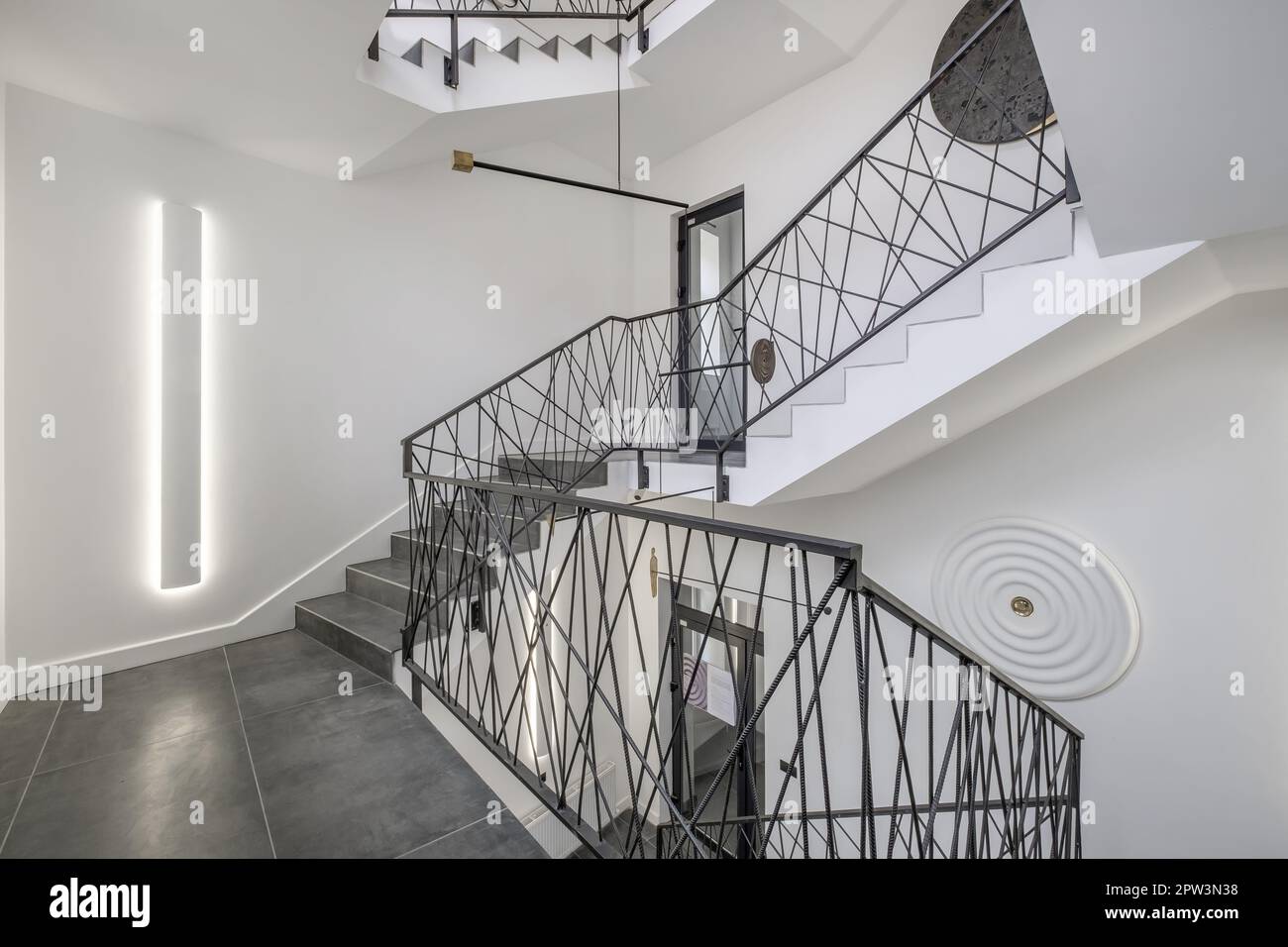 stairs emergency and evacuation exit stair in up ladder in a new office ...