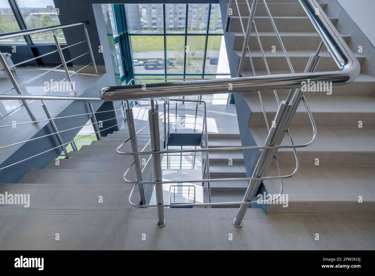 stairs emergency and evacuation exit stair in up ladder in a new office ...