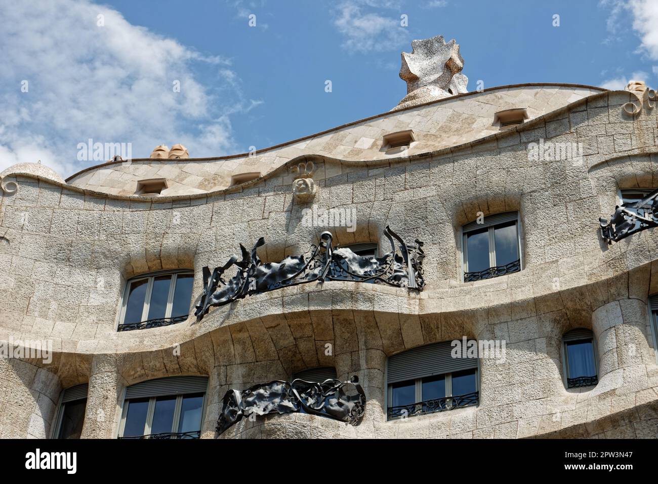 Casa Milà, one of the most iconic buildings in Barcelona, Spain Stock ...