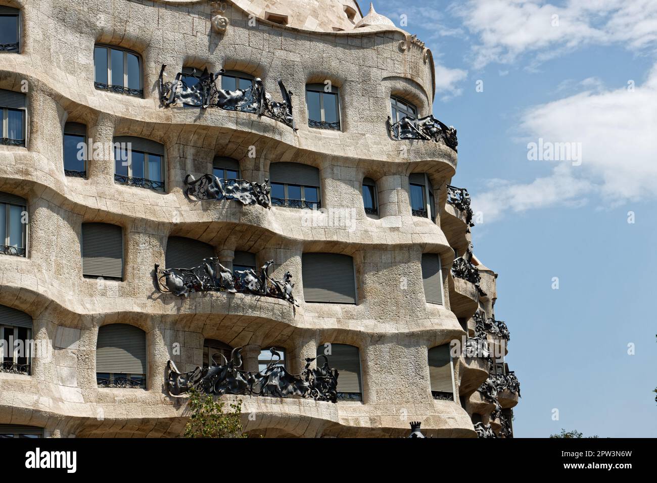 Casa Milà, one of the most iconic buildings in Barcelona, Spain Stock ...