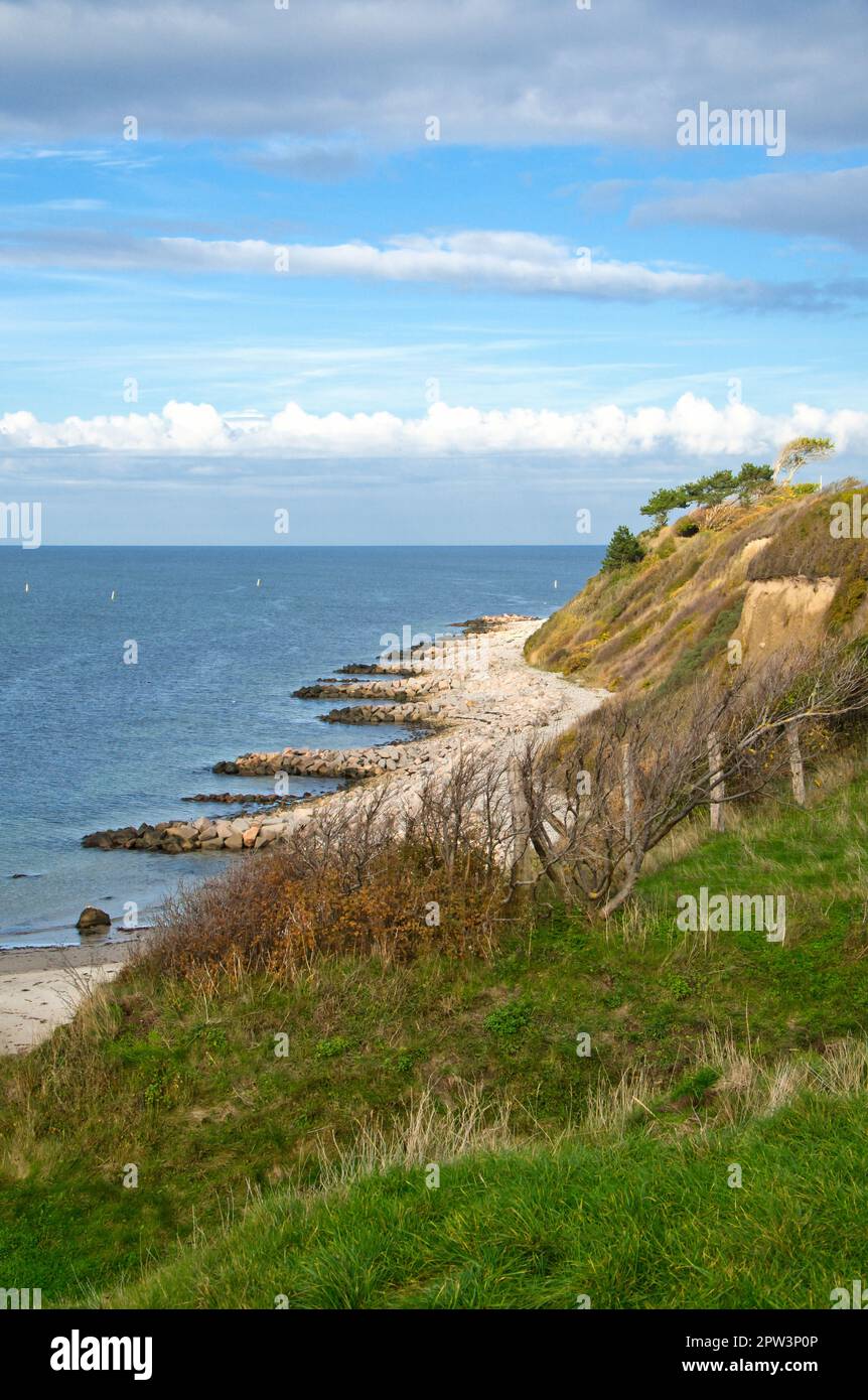 Hundested, Denmark on the cliff overlooking the sea. Baltic Sea coast ...