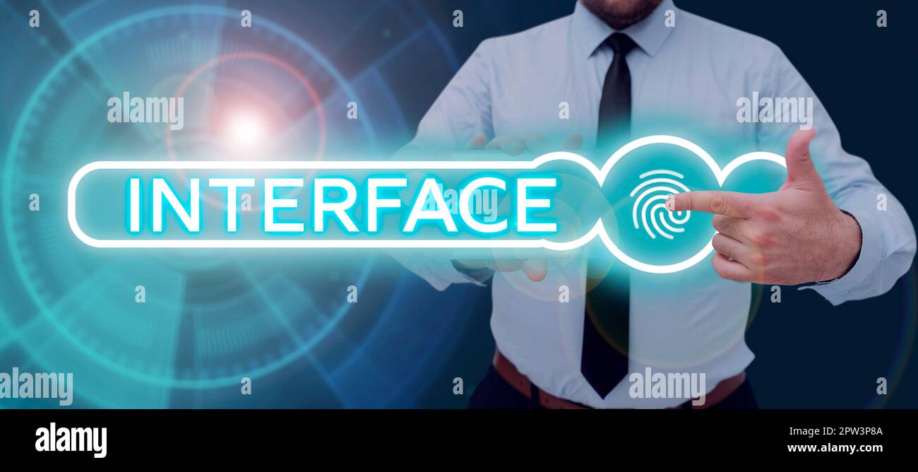 Sign displaying Interface, Business concept point of meeting and ...