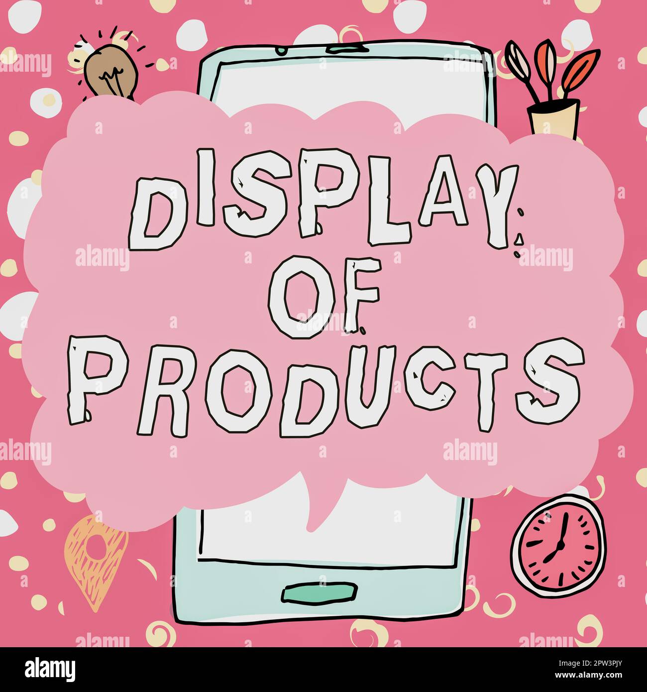 Hand writing sign Display Of Products, Business idea advertise nature ...