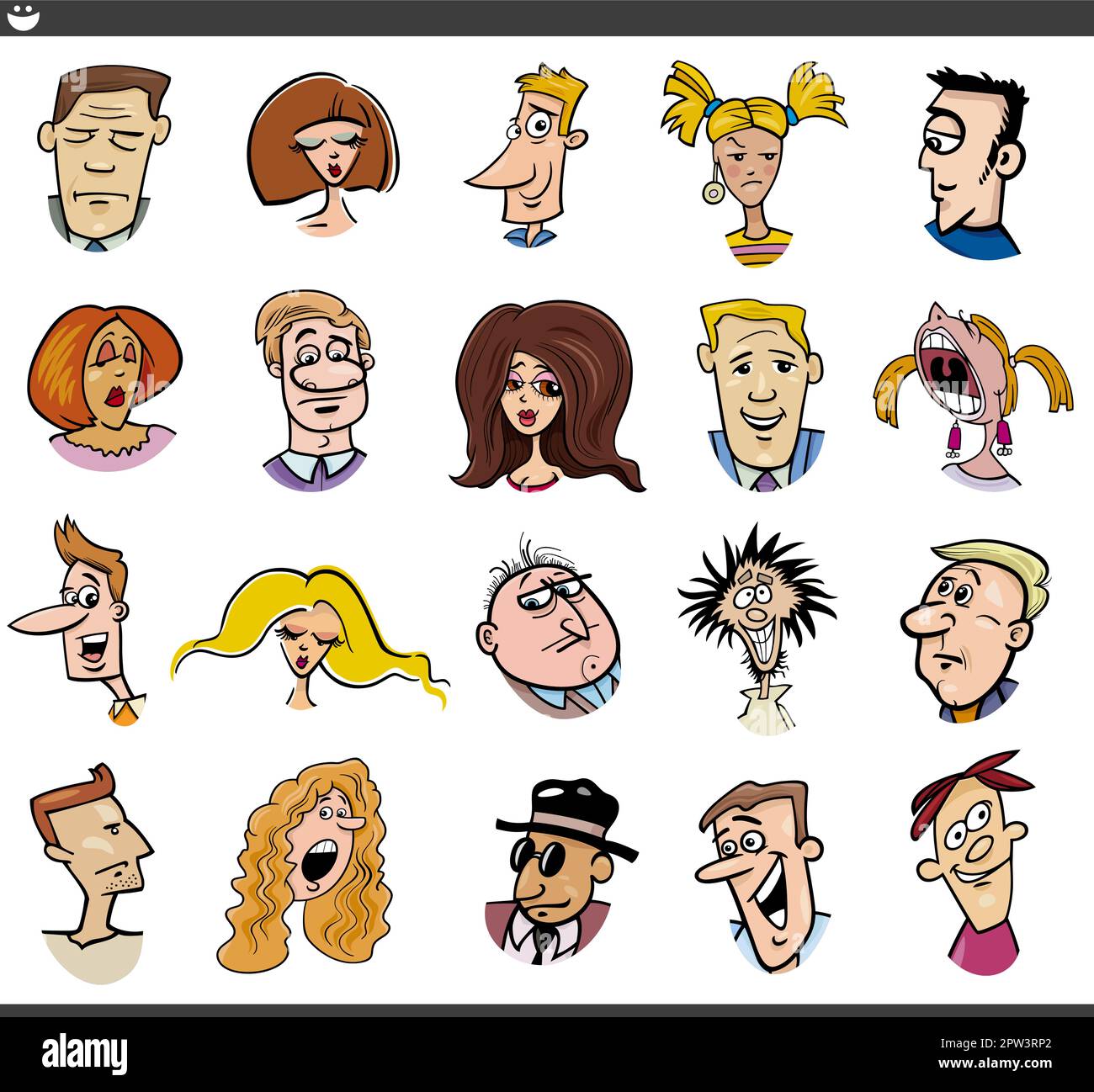 cartoon people characters faces and emotions set Stock Vector Image ...
