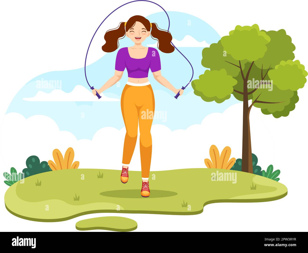 Jump Rope Illustration with People Playing Skipping Wear Sportswear in ...