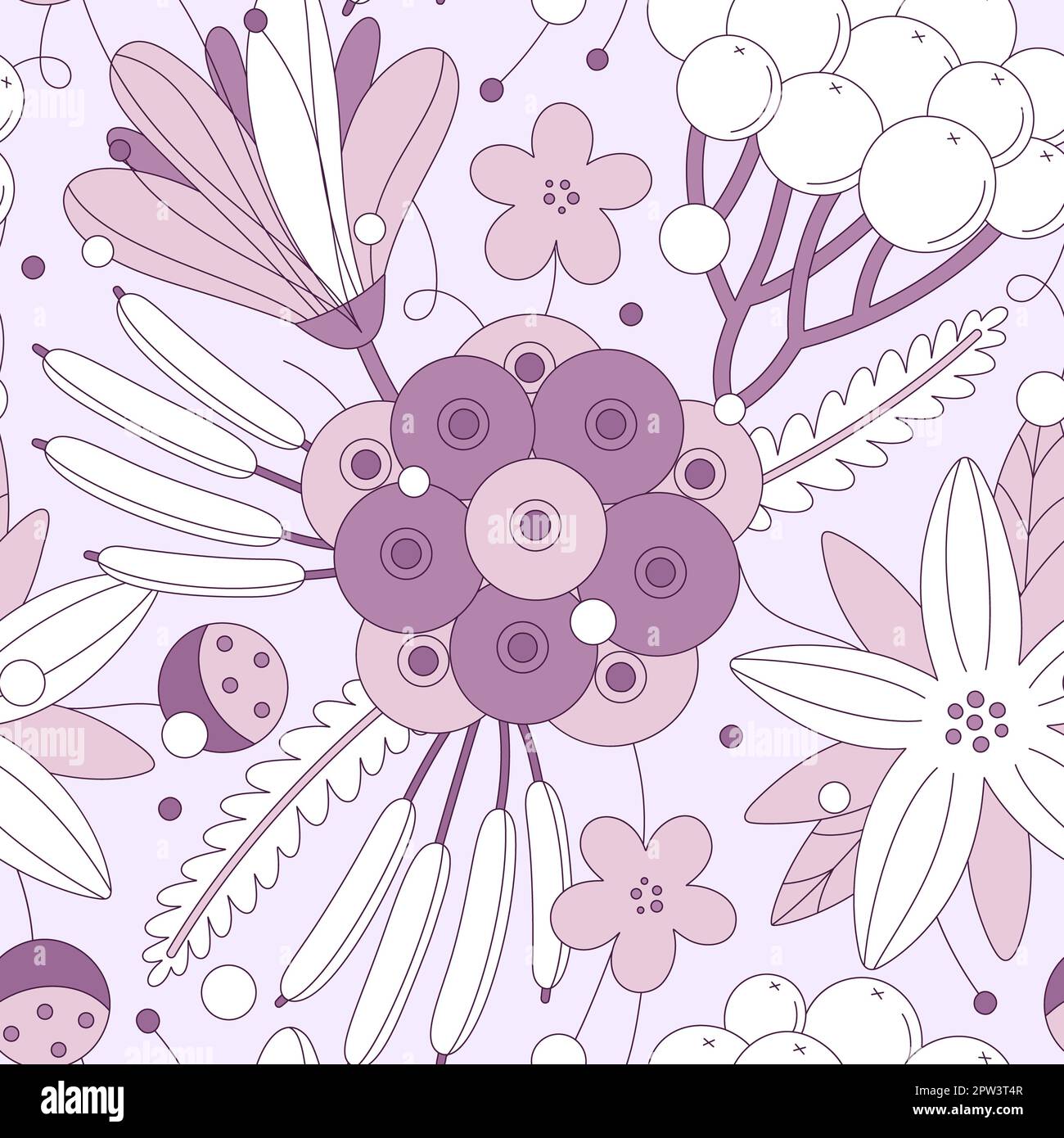 Snowy floral seamless pattern. Winter garden. Repeating background of ...
