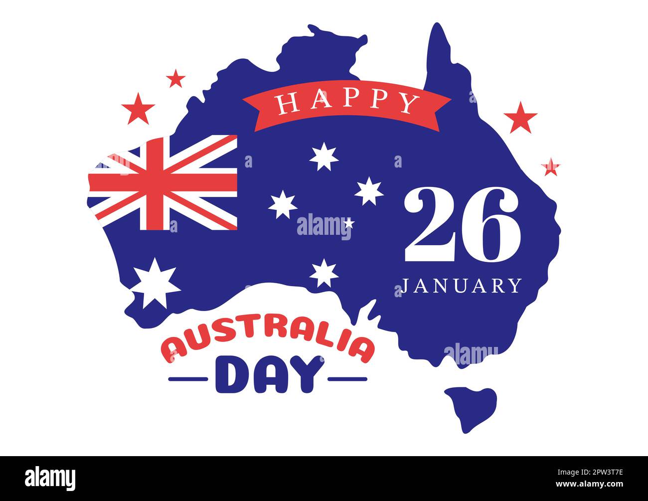 Happy Australia Day Observed Every Year on January 26th with Flags and Map to Diversity of ...