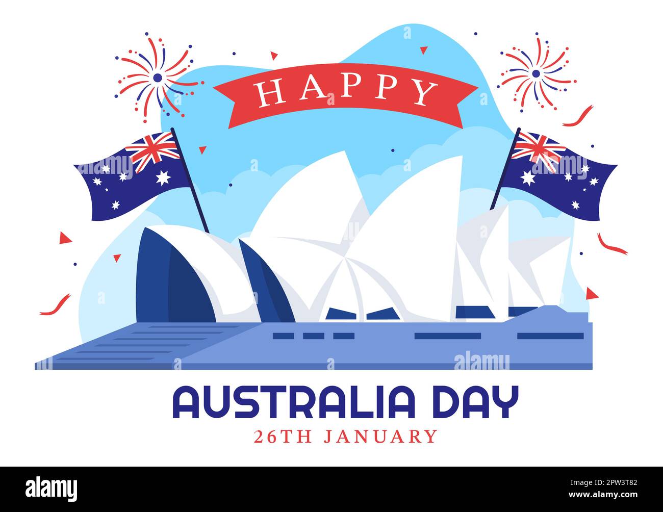 Happy Australia Day Observed Every Year on January 26th with Flags and ...