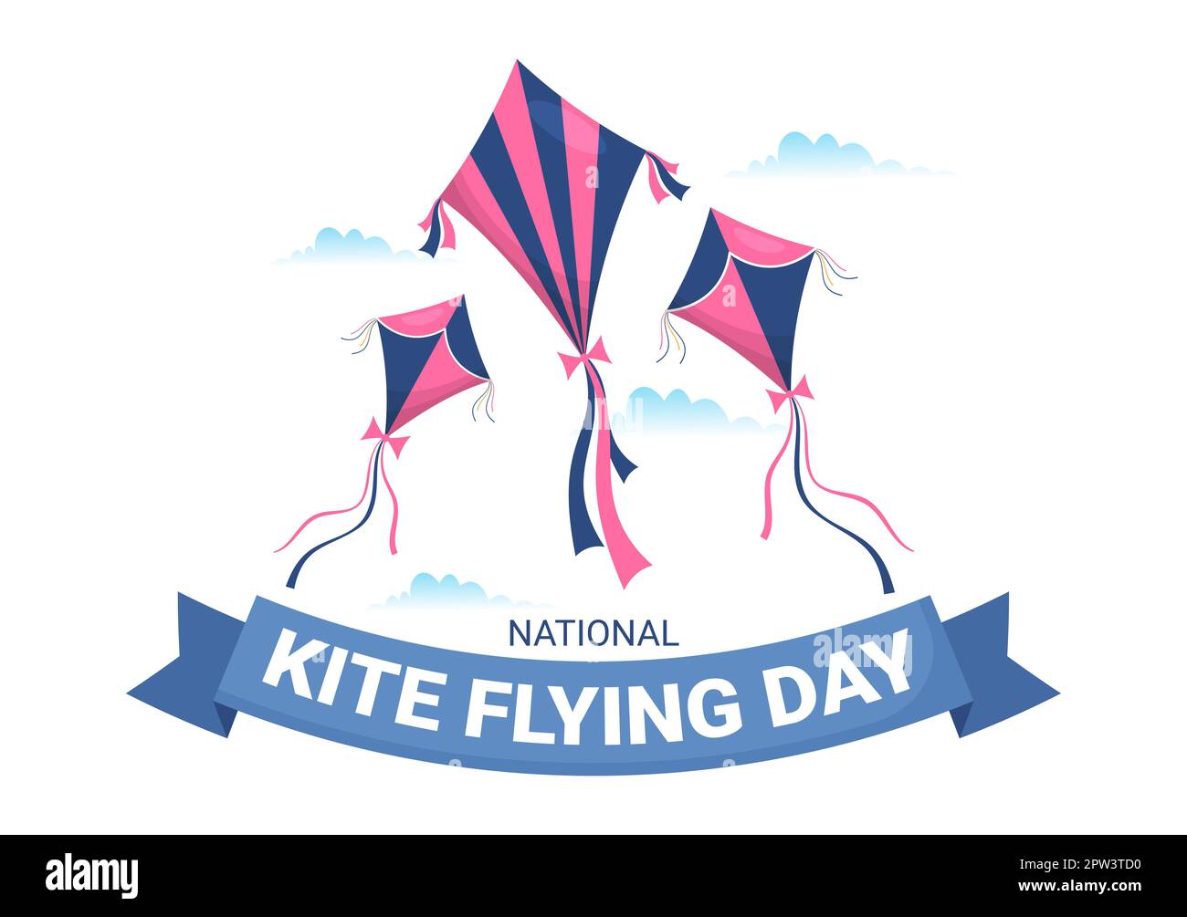 National Kite Flying Day on February 8 of Sunny Sky Background in Kids ...