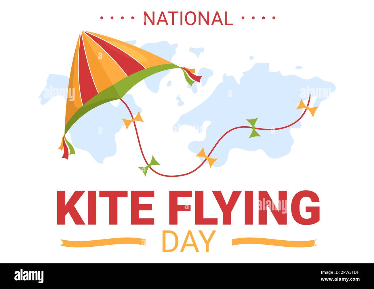 National Kite Flying Day on February 8 of Sunny Sky Background in Kids ...