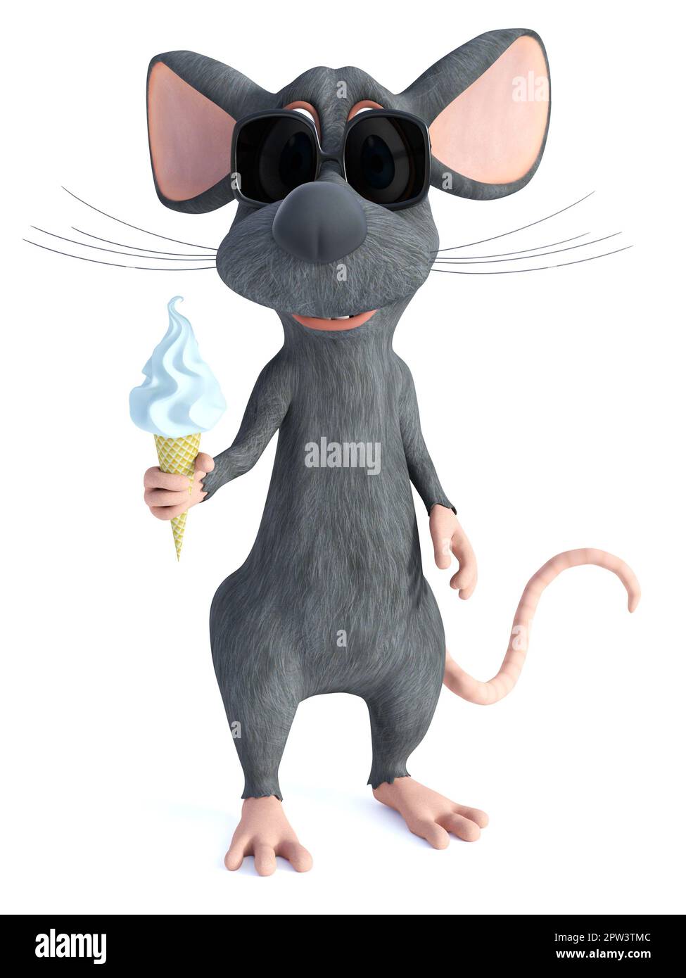 3D rendering of a cool smiling cartoon mouse wearing sunglasses and ...