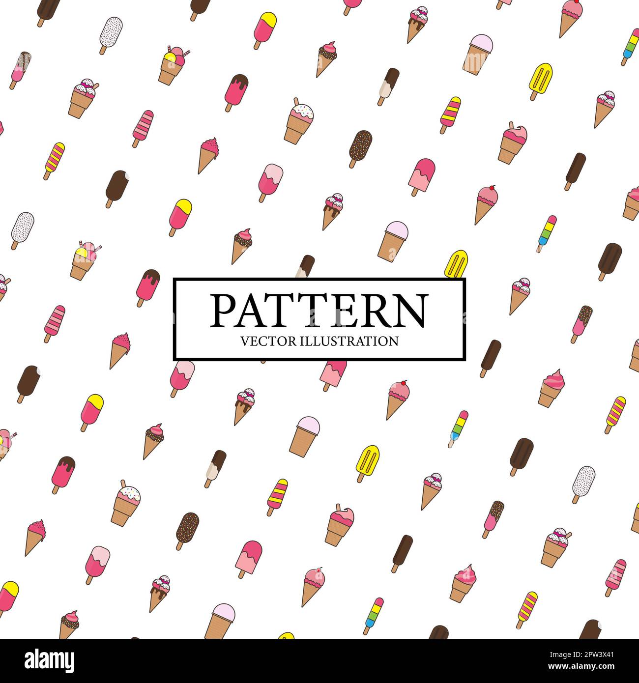 Draft ice cream pattern on white background - Vector illustration Stock ...