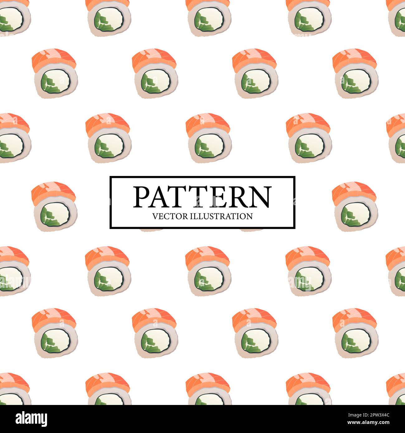 Pattern set of sushi rolls on white background - Vector illustration ...