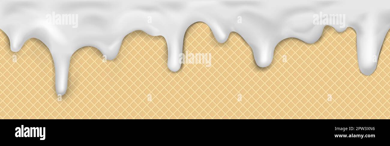 Sweet seamless panoramic ice cream pattern with dripping white icing ...