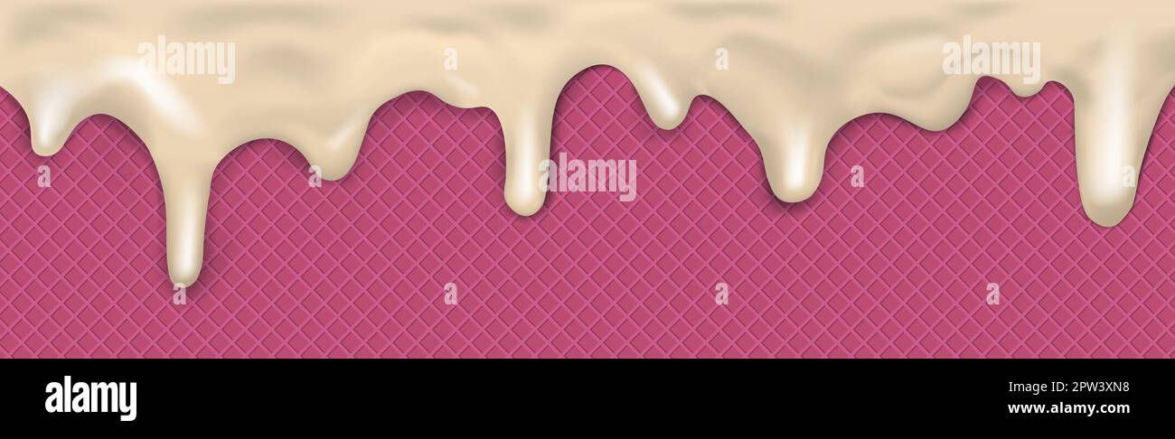 Sweet seamless panoramic ice cream pattern with dripping light icing ...