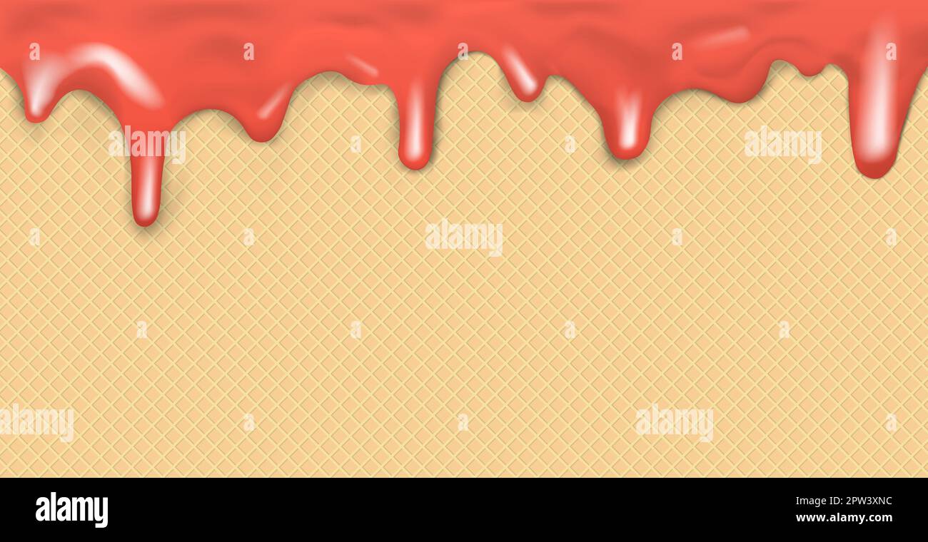 Sweet seamless panoramic ice cream pattern with dripping caramel icing ...