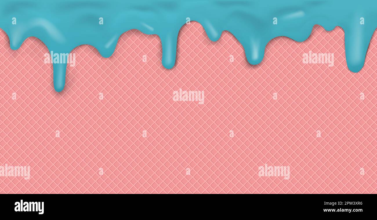 Sweet seamless panoramic ice cream pattern with dripping pink icing and ...