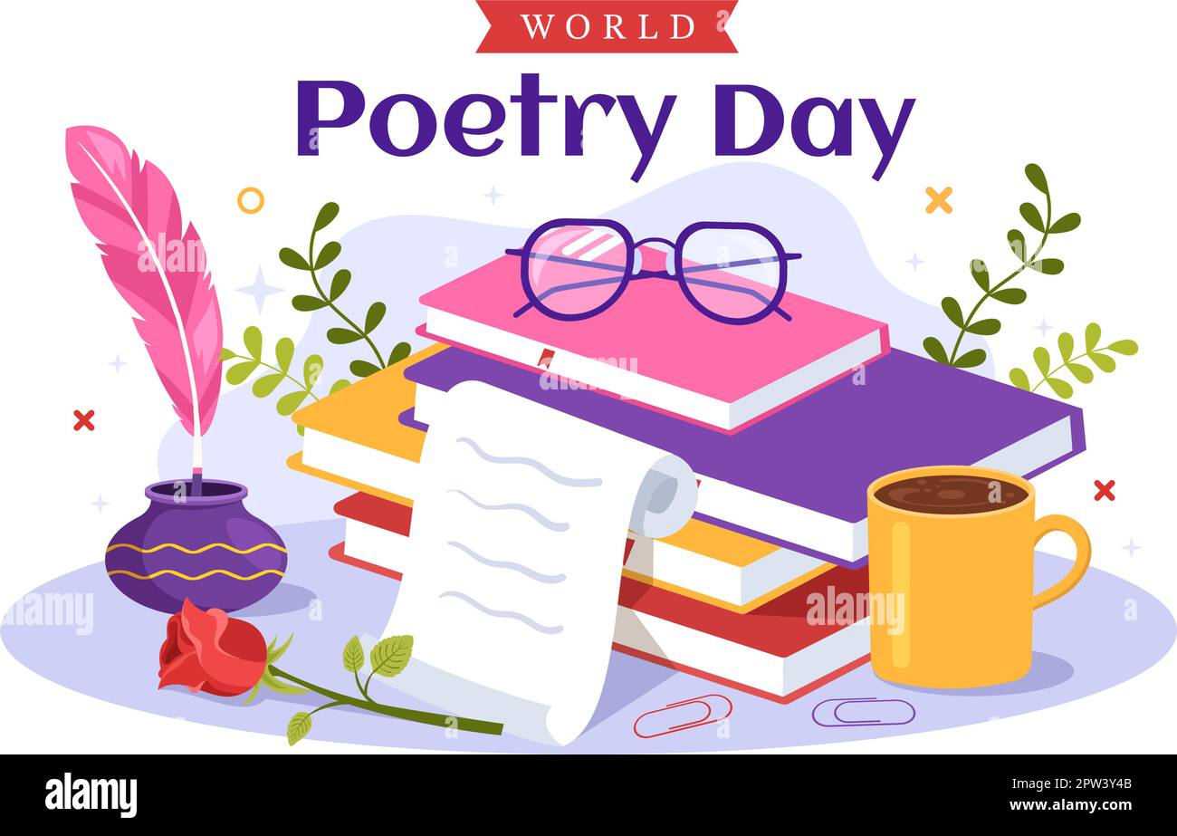 World Poetry Day on March 21 Illustration with a Quill, Paper or ...