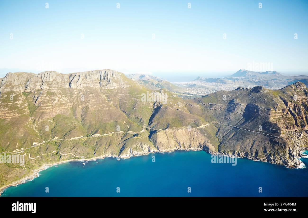 Stunning beauty of the western cape. Aerial view of the rugged ...