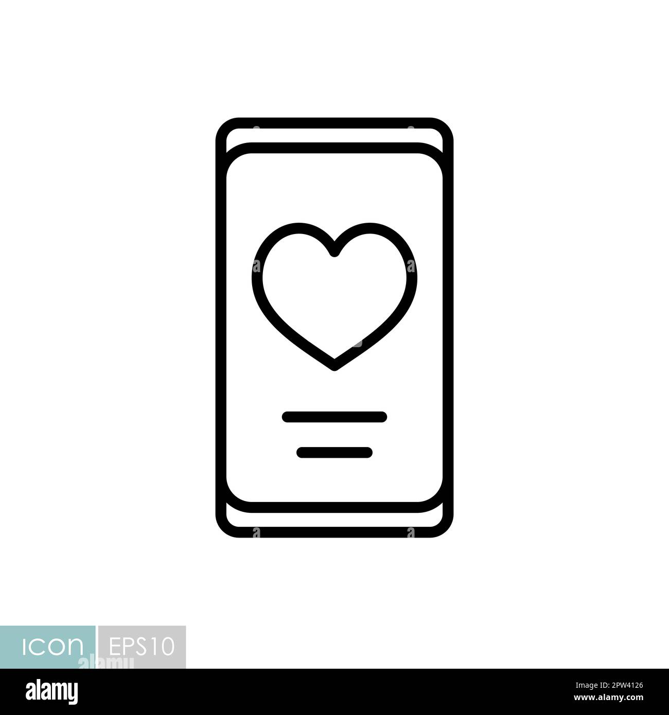 Heart smartphone icon, romantic telephone call Stock Vector Image & Art ...