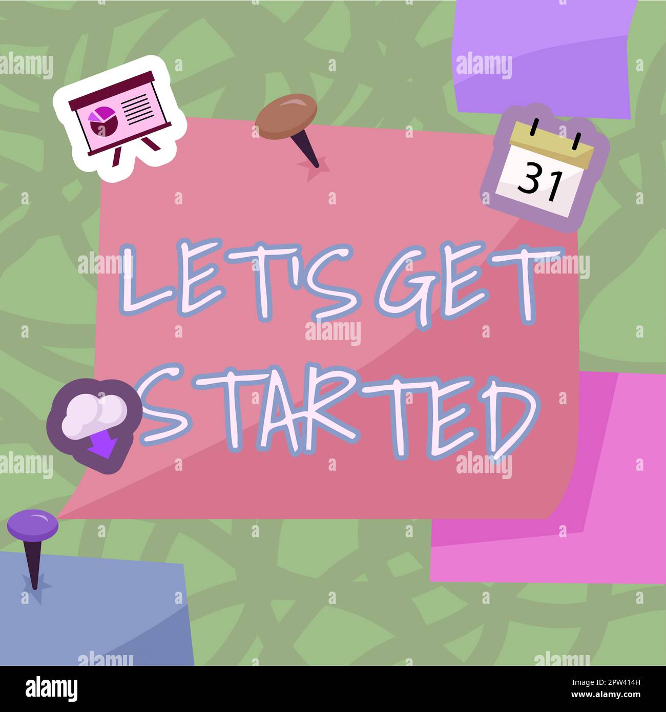 Writing displaying text Let's Get Started, Internet Concept To begin doing or working on ...